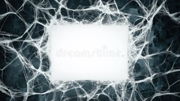 Spider Webs Creating a Rectangular Frame on Dark Background Stock Image ...