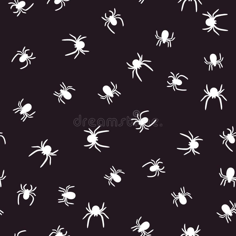 White Spiders Seamless Pattern on Dark Background. Vector Illustration ... White Spiders Seamless Pattern on Dark Background. Vector Illustration ...