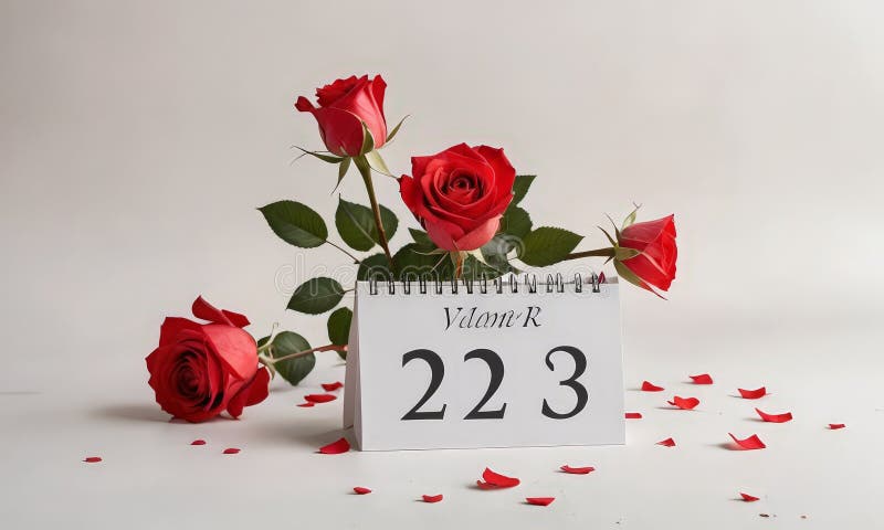 Calendar with Roses and Petals on it Stock Illustration - Illustration ...