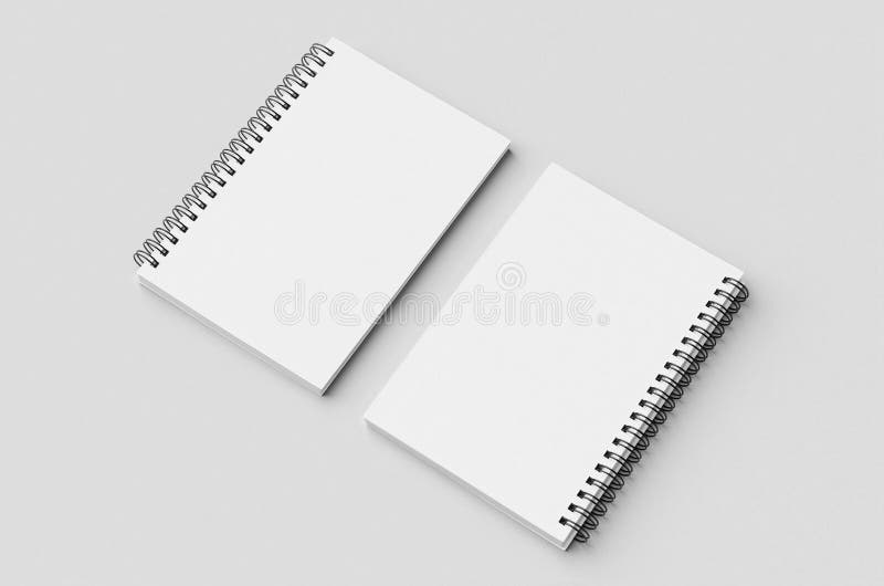 White Spiral Notebook Mockup, Cover and Backside Stock Photo - Image of ...