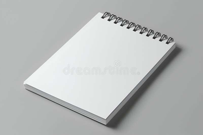 White Spiral Notebook Mockup on Grey Background Stock Image - Image of ...