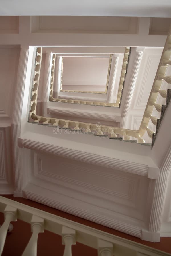 White Spiral Staircase Inside the One Building Bottom View Stock Image ...