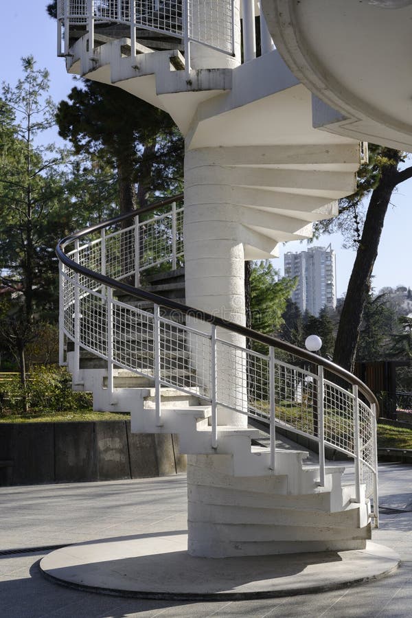 The White Spiral Staircase in the Park Stock Photo - Image of view ...
