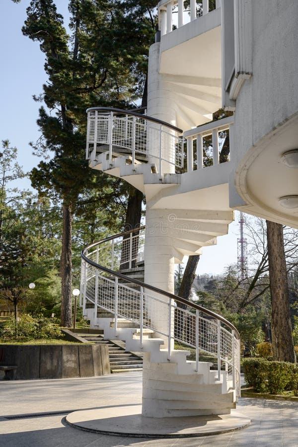 The White Spiral Staircase in the Park Stock Photo - Image of white ...