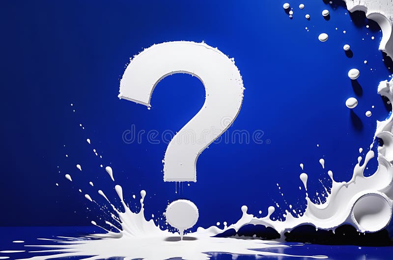 White Splash Shaped As a Question Mark, High Contrast Against a Cobalt ...