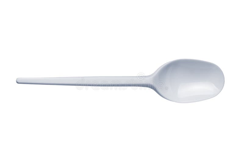White Spoon Plastic Isolated on White Stock Image - Image of horizontal ...