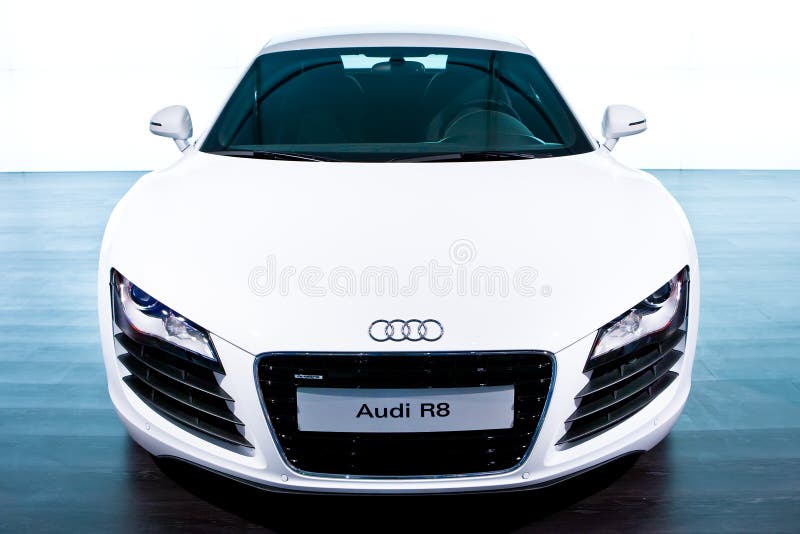 White sport car Audi R8 editorial image. Image of disc - 13333625