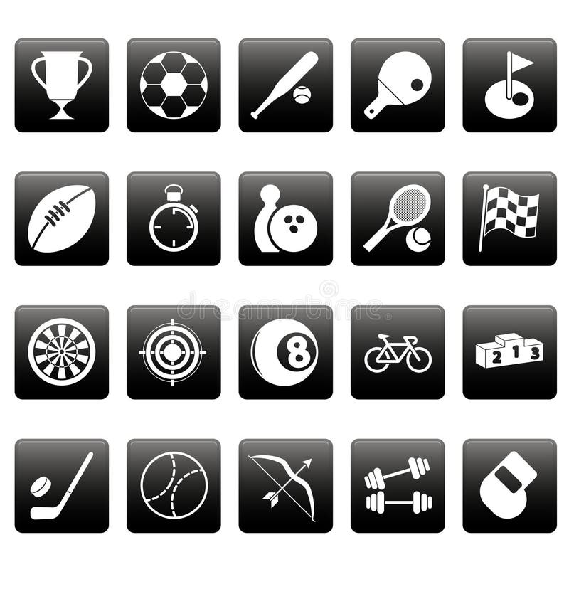 White Sport Icons on Black Squares Stock Vector - Illustration of sign ...