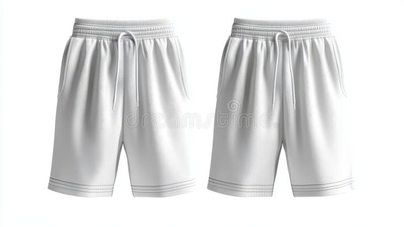 White Sport Shorts are Shown from Both the Front and Back, Isolated on ...