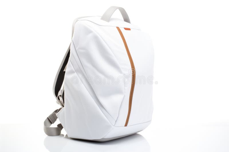 White Sports Backpack with Reflective Stripes, Profile on White Stock ...