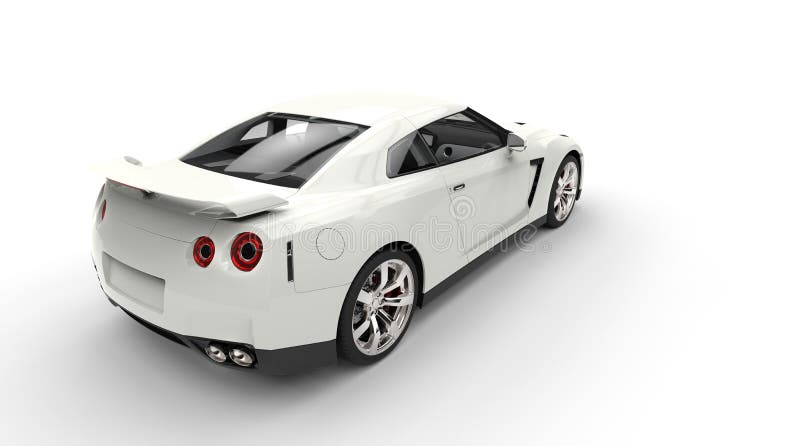 White Sports Car - Top Back View Stock Illustration - Illustration of ...
