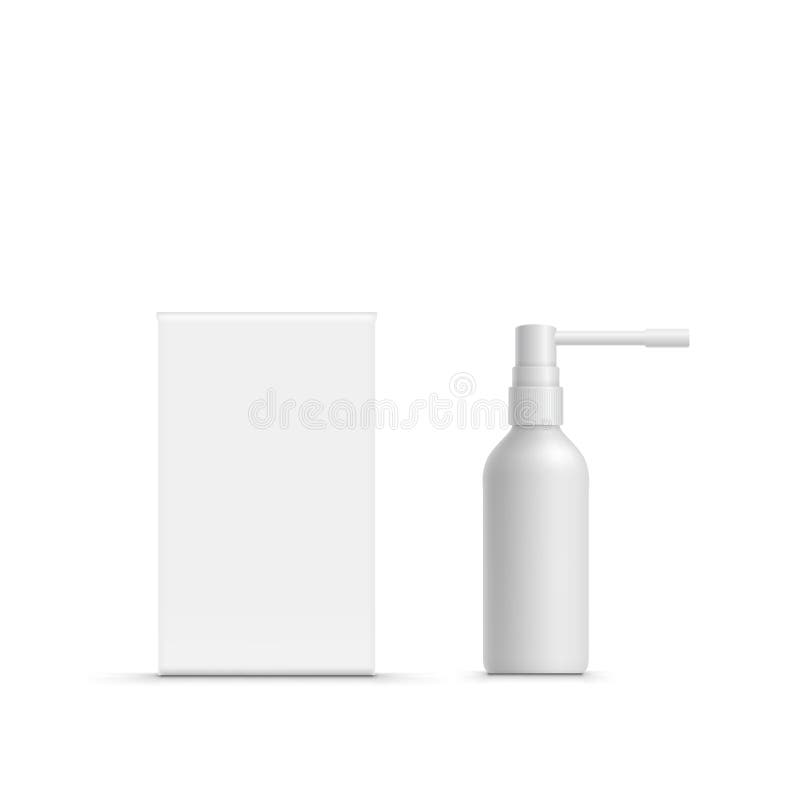 White Spray Bottle with Box Packaging Mockup Vector Stock Vector ...