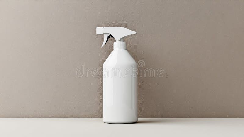 White Spray Bottle Mockup on Beige Background Stock Illustration ...