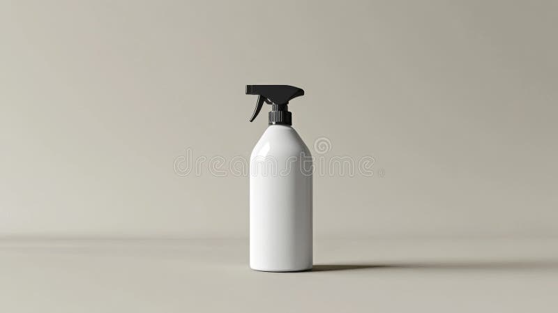 White Spray Bottle Mockup on Neutral Background Stock Illustration ...