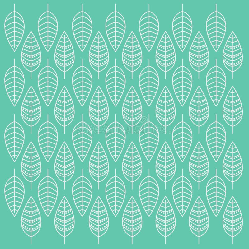 White Spring Leaves on Cyan Pattern, Background Stock Vector ...