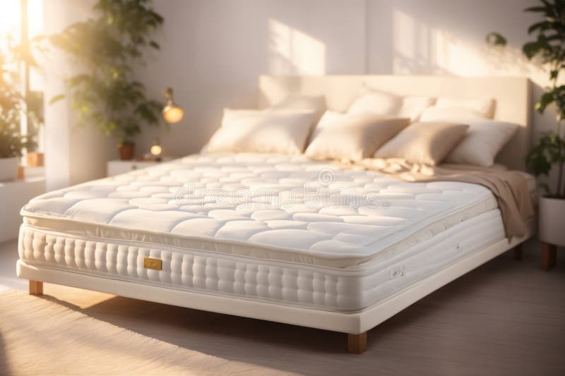 A White Spring Mattress with a Flat Surface in Bedroom. Ai Generative ...