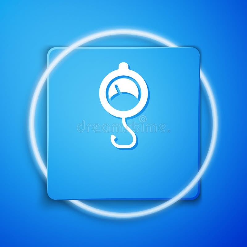 White Spring Scale Icon Isolated on Blue Background. Balance for ...