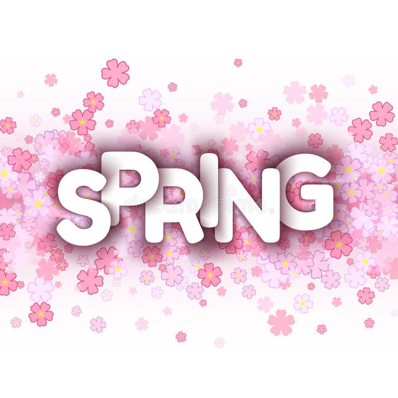 SPRING Sign or Lettering Made with Sakura Flowers and Leaves Stock ...