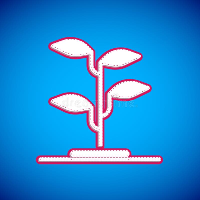 White Sprout Icon Isolated on Blue Background. Seed and Seedling ...
