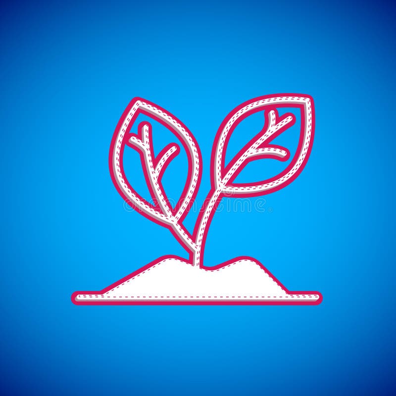 White Sprout Icon Isolated on Blue Background. Seed and Seedling ...