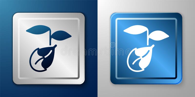 White Sprout Icon Isolated on Blue and Grey Background. Seed and ...