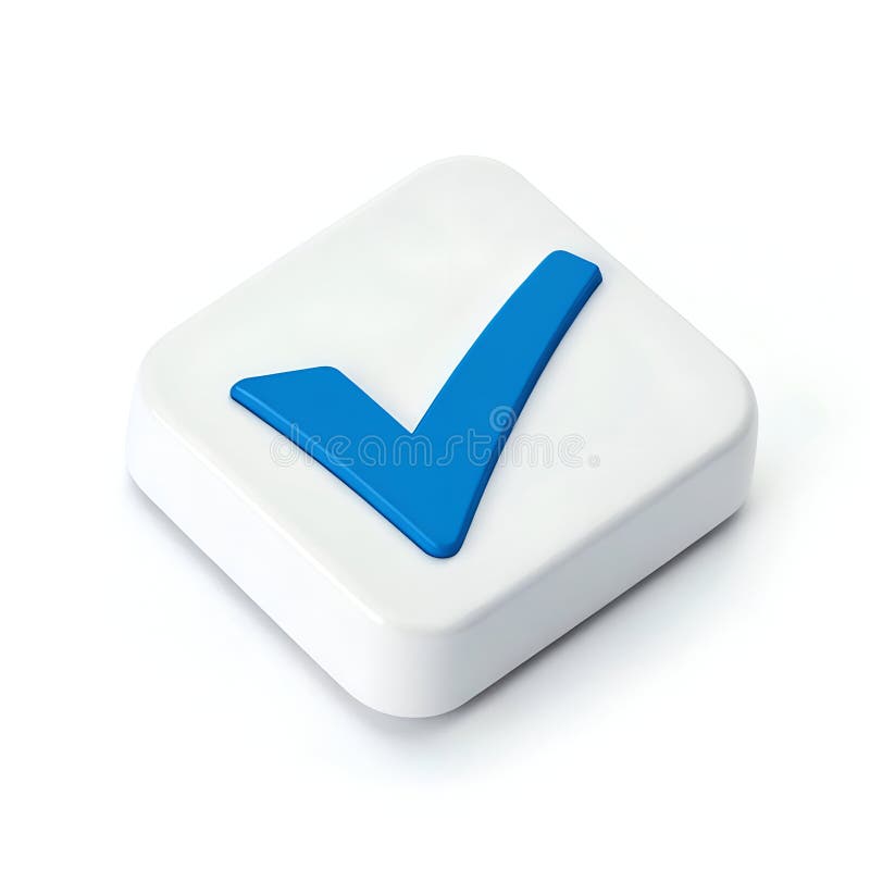 White Square with Blue Tick Icon Stock Illustration - Illustration of ...