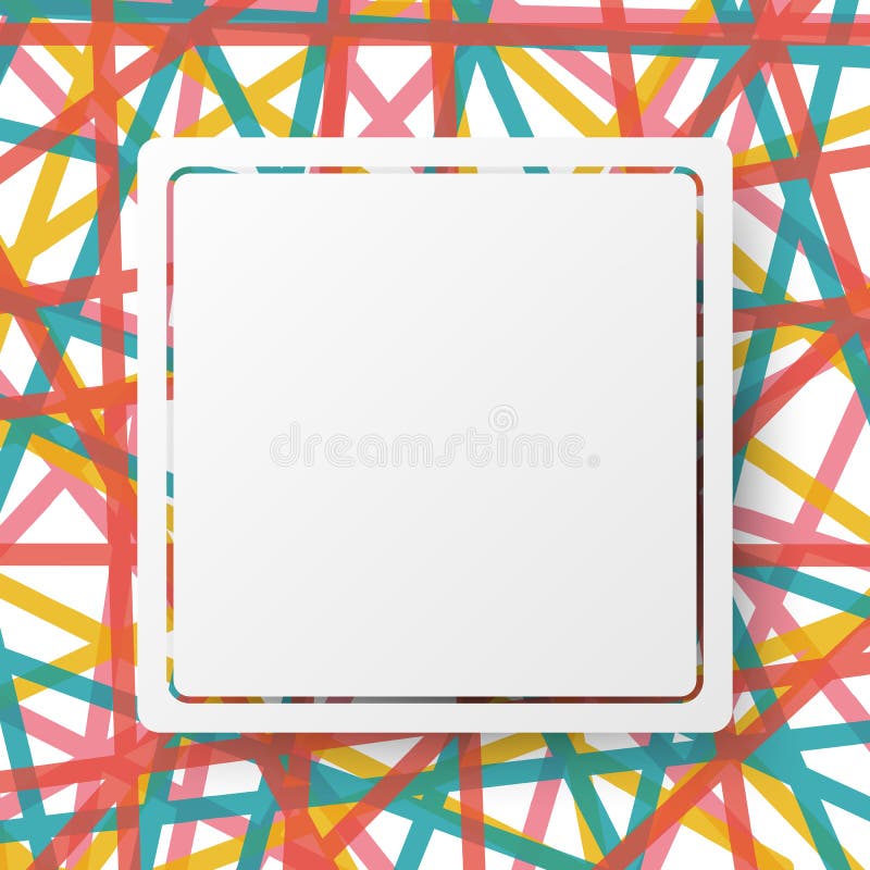 White Square Board and Border on Colorful Line Abstract Design ...