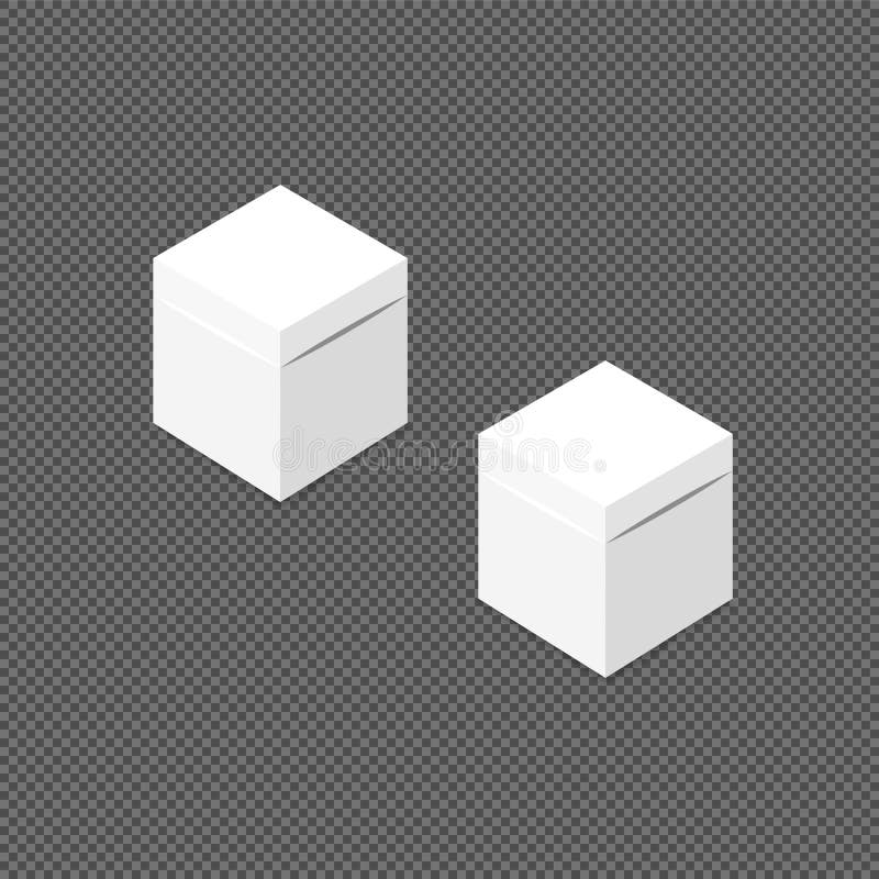 White Square Box Vector Templates Set Isolated on Transparent ...