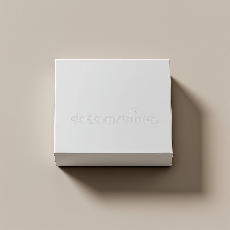 White Square Box Mockup on a Beige Surface Casting a Soft Shadow Stock ...