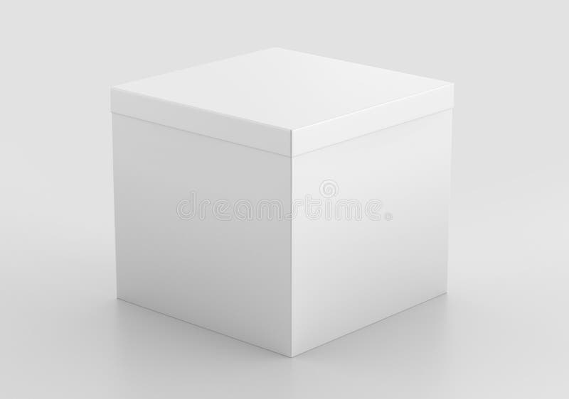 White Square Box Mockup, Blank Paper Cardboard Box Container, 3d ...