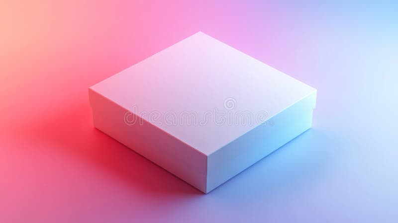 White Square Box on Pink and Blue Gradient Background Stock ...