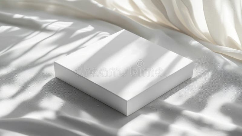 White Square Box on Textured Fabric with Light and Shadow for ...