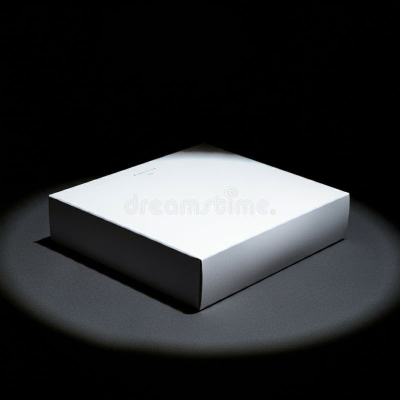 White, Square Box Under Spotlight, Centered on Dark, Textured Surface ...