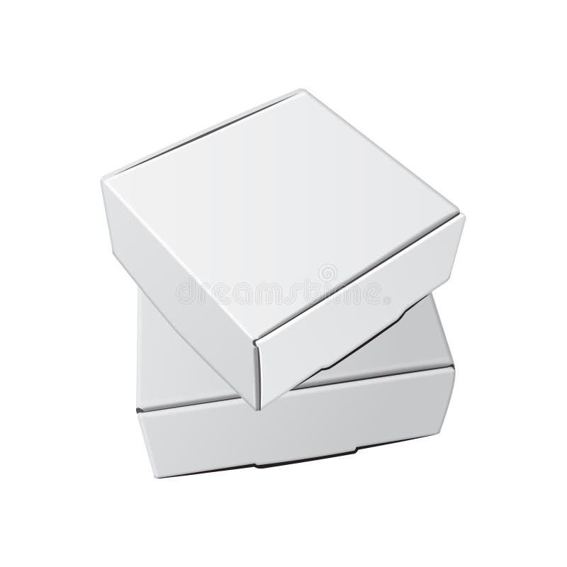 White Square Boxes. Vector Realistic Cardboard Package for Software ...