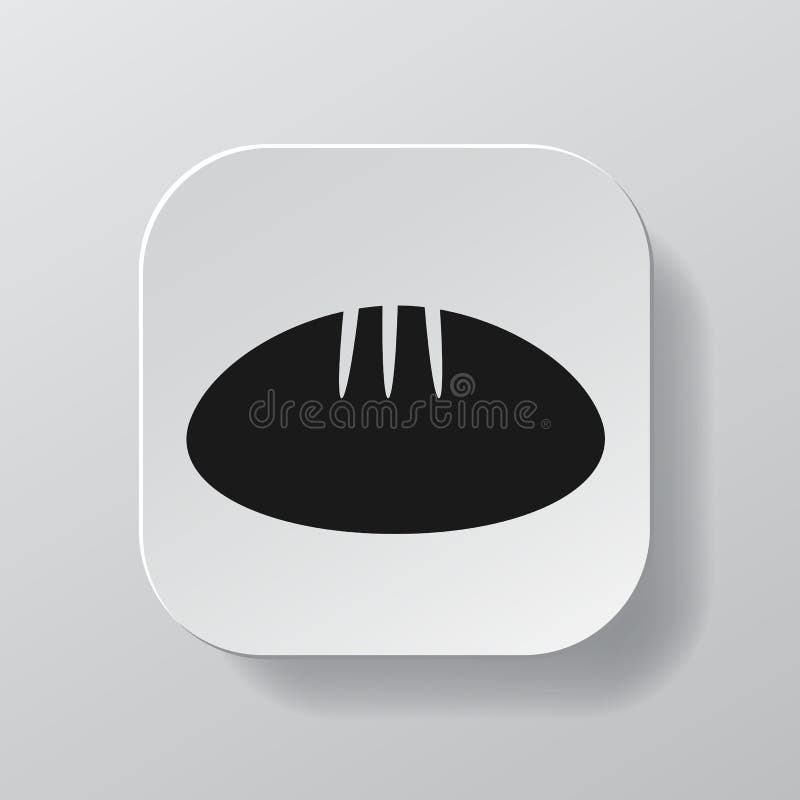 White Square Button with Black Bread Outline Icon, Black Baking on the ...