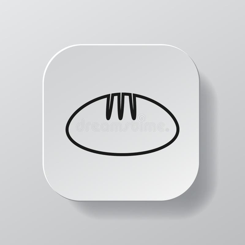 White Square Button with Bread Line Icon, Black Outline Baking on the ...