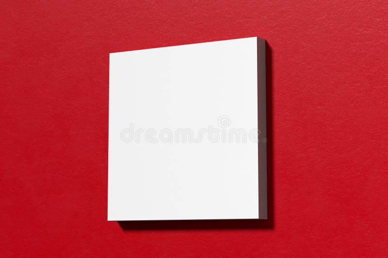 White Square Canvas Hanging on Red Wall, Creating a Modern Art Mockup ...