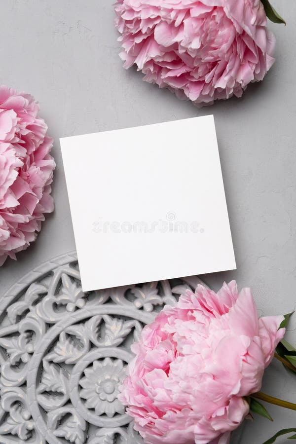 White Square Card Mockup, Invitation or Greeting Blank Card with ...