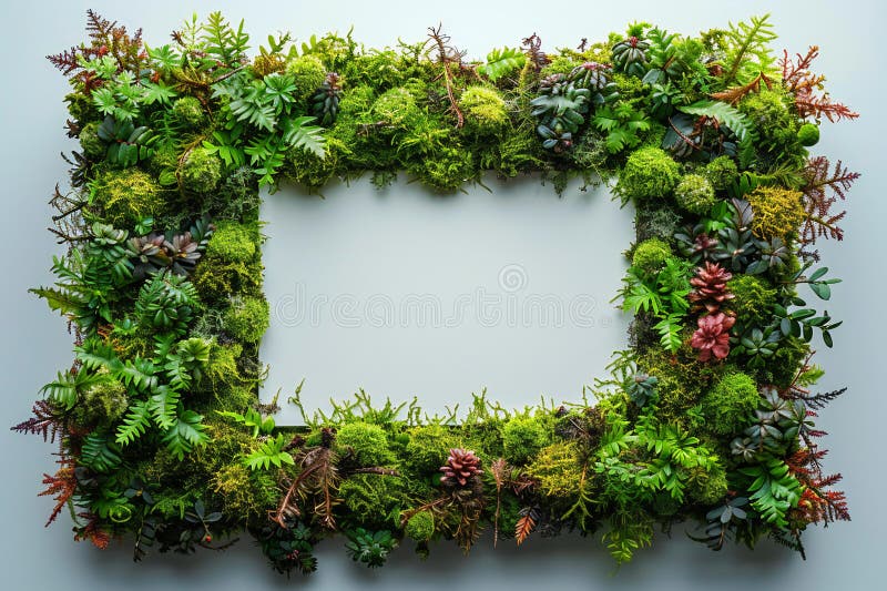 A White Square Card with Rounded Corners, Surrounded by Moss on the ...