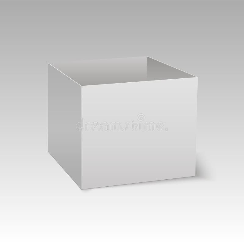 White Square Cardboard or Paper Package Box Mockup. Vector Stock ...