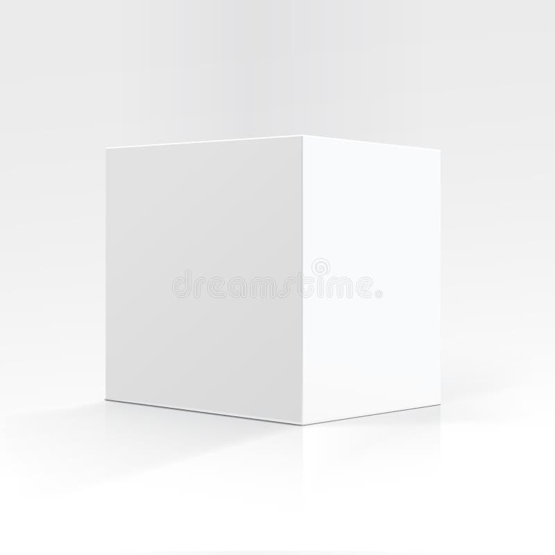 White Square Carton Box in Perspective Stock Vector - Illustration of ...