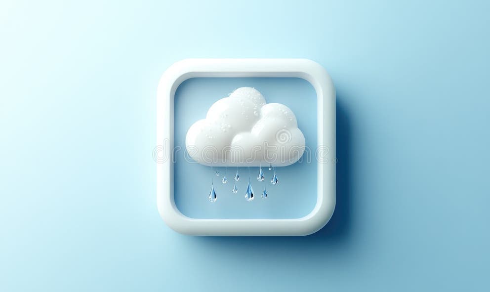 A White Square with a Cloud on it and Raindrops Falling from it Stock ...