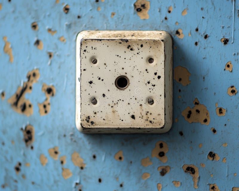 A White Square Device is Attached To a Light-blue Wall that Has Been ...