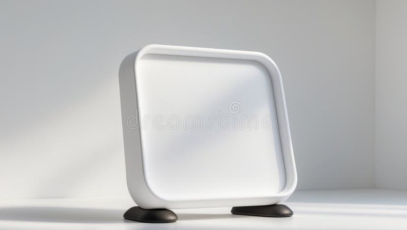 White Square Display Stand with Rounded Edges and Rubber Feet. Stock ...