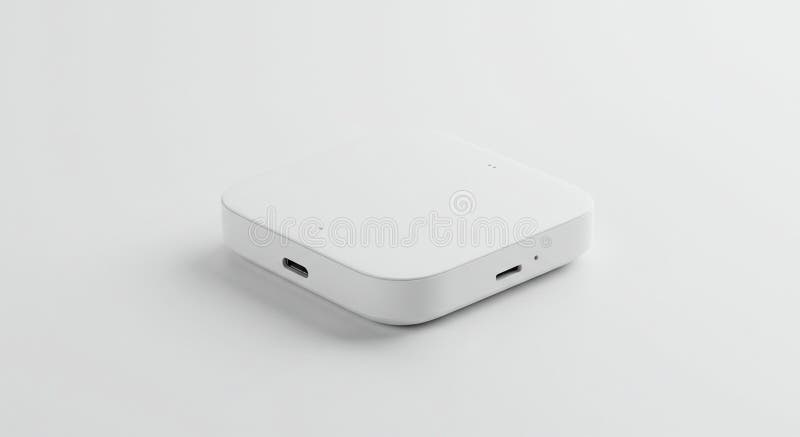 White Square Electronic Device with Rounded Edges, Featuring Two ...