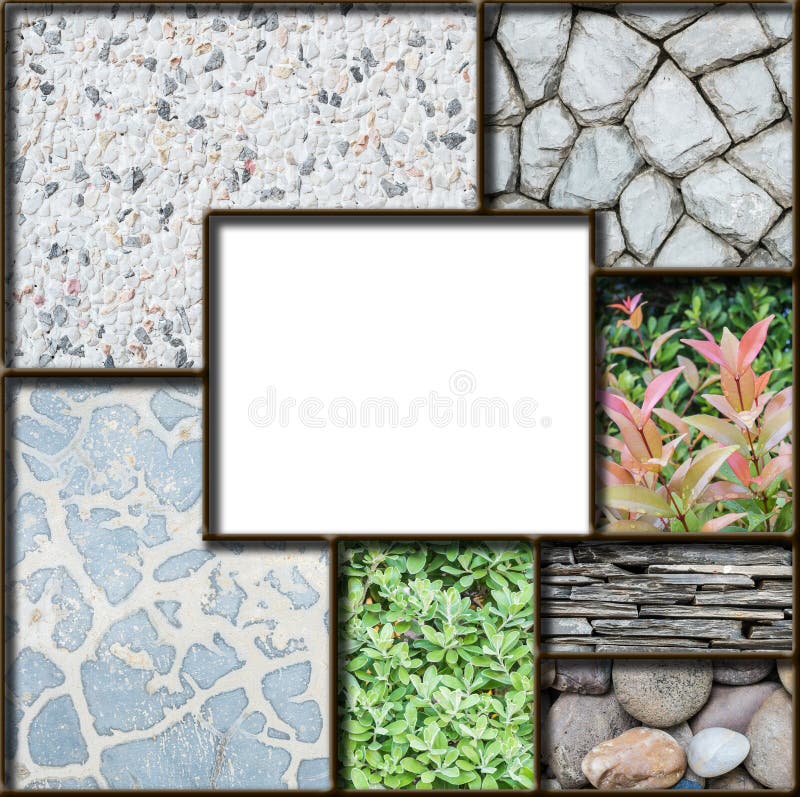White Square Frame by Mix of Marble Stone and Plant Texture Background ...