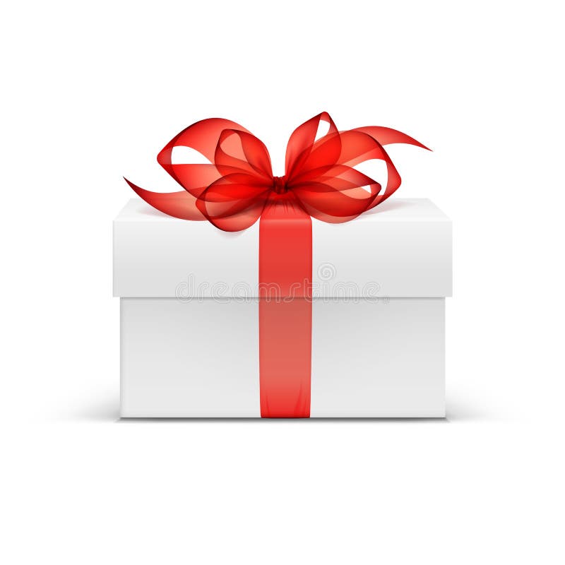 White Gift Box Red Ribbon Bow Isolated Stock Illustrations – 26,322 ...
