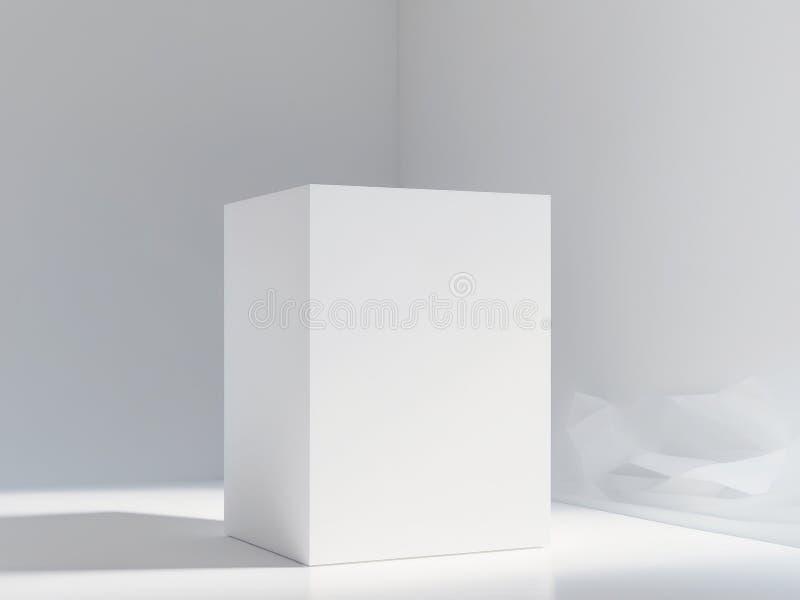 White Square Hovering Over a White Abstract Cuboid Background Stock ...