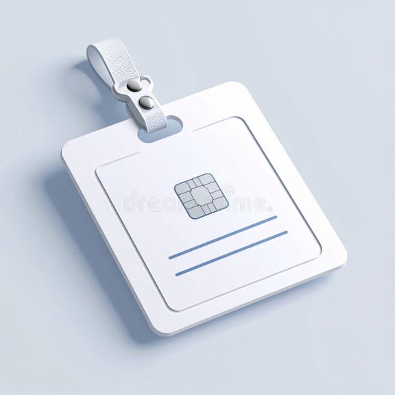 White Square ID Card with Chip and Leather Strap Stock Illustration ...