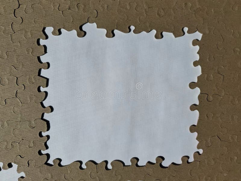 White Square Ish Shape Inside Brown Puzzle Pieces Stock Image - Image ...